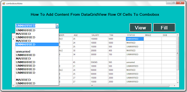 c# code for get datas from datagridview to combobox in .net - C# Tutorial