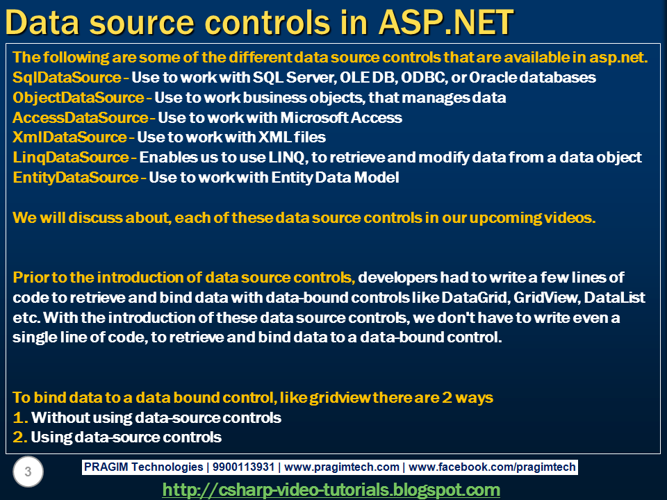 Sql Server Net And C Video Tutorial Part 2 Data Source Controls In Aspnet
