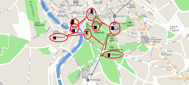 un paseo por roma: Mapa primera ruta