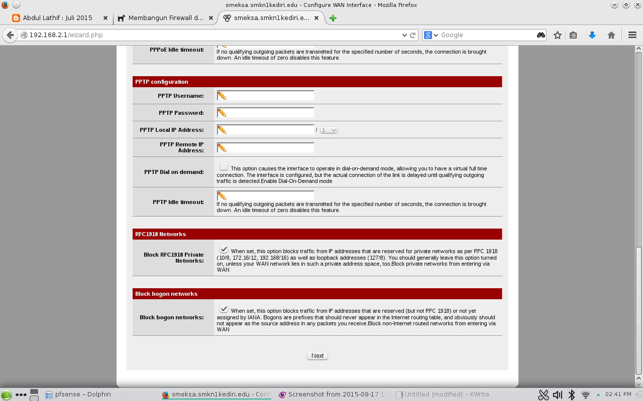 Membangun Firewall dan router dengan Pfsense II : Konfigurasi DNS ...