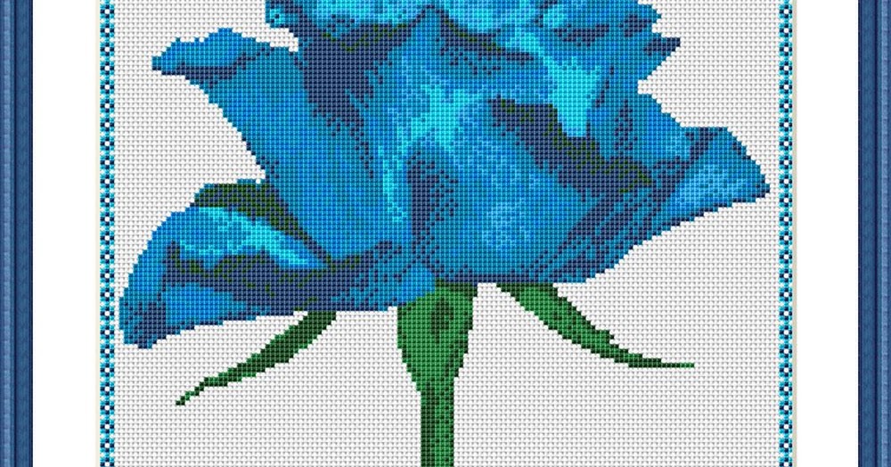 Tango Stitch easy cross stitch designs: Blue Flower Cross Stitch Pattern