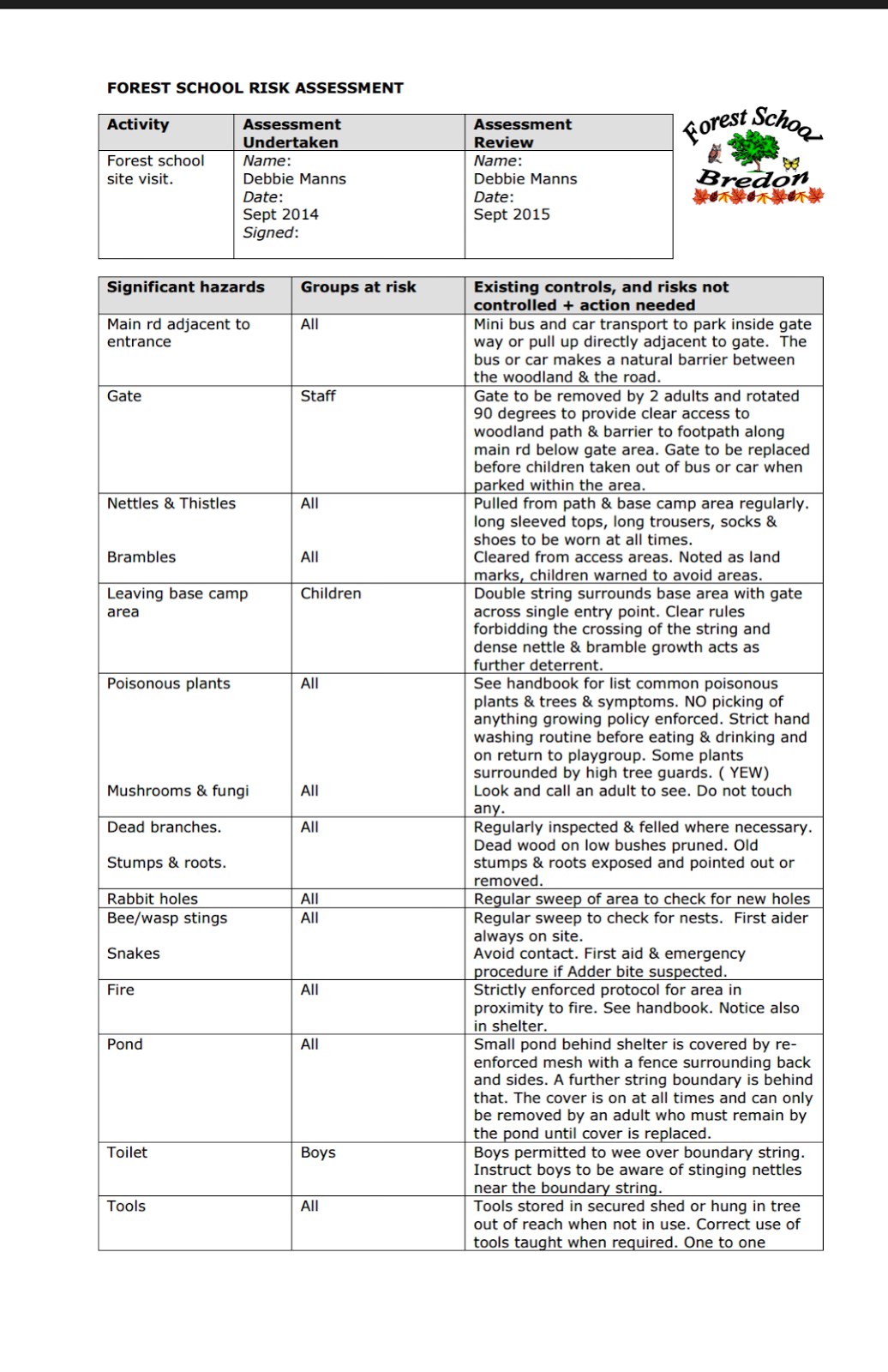 Connecting Children To Nature: Risks in Forest School