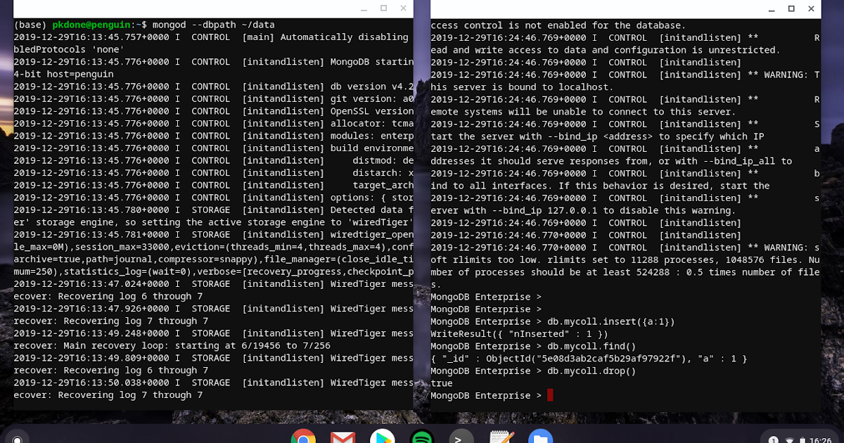 Paul Done's Technical Blog: Running MongoDB on ChromeOS (via Crostini) Paul Done's Technical Blog: Running MongoDB on ChromeOS (via Crostini)