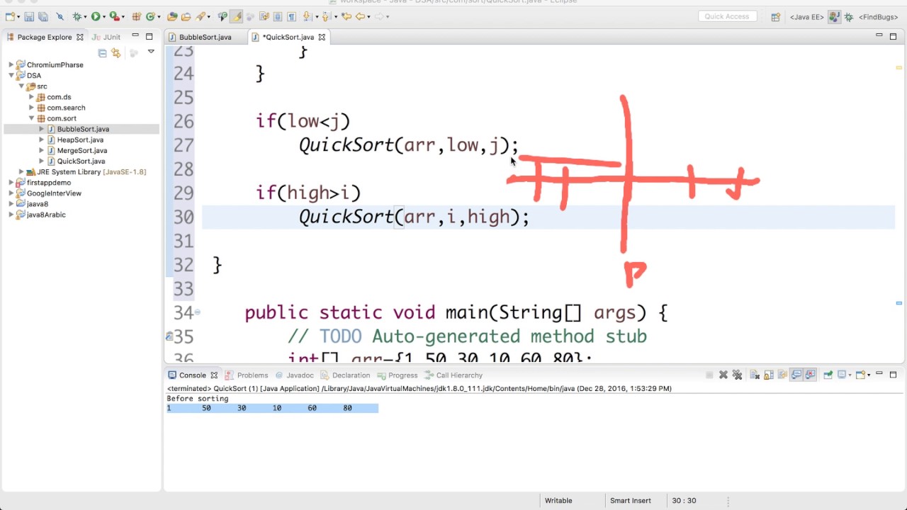 32- Quick Sort implementation in Java | كورسات بالعربي 32- Quick Sort implementation in Java | كورسات بالعربي