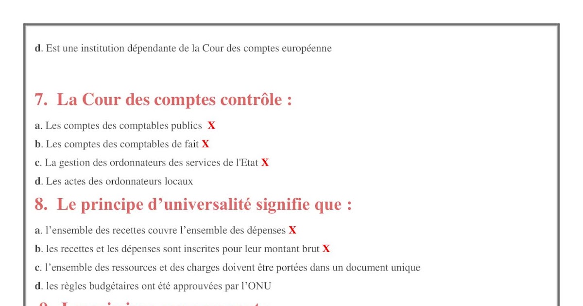 QCM Finance publique et Droit