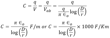 Capacitance of Single Phase & Three Phase Transmission Lines