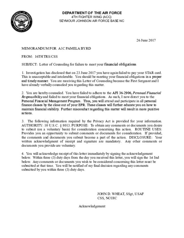 Letter Of Counseling Template ~ Resume Letter