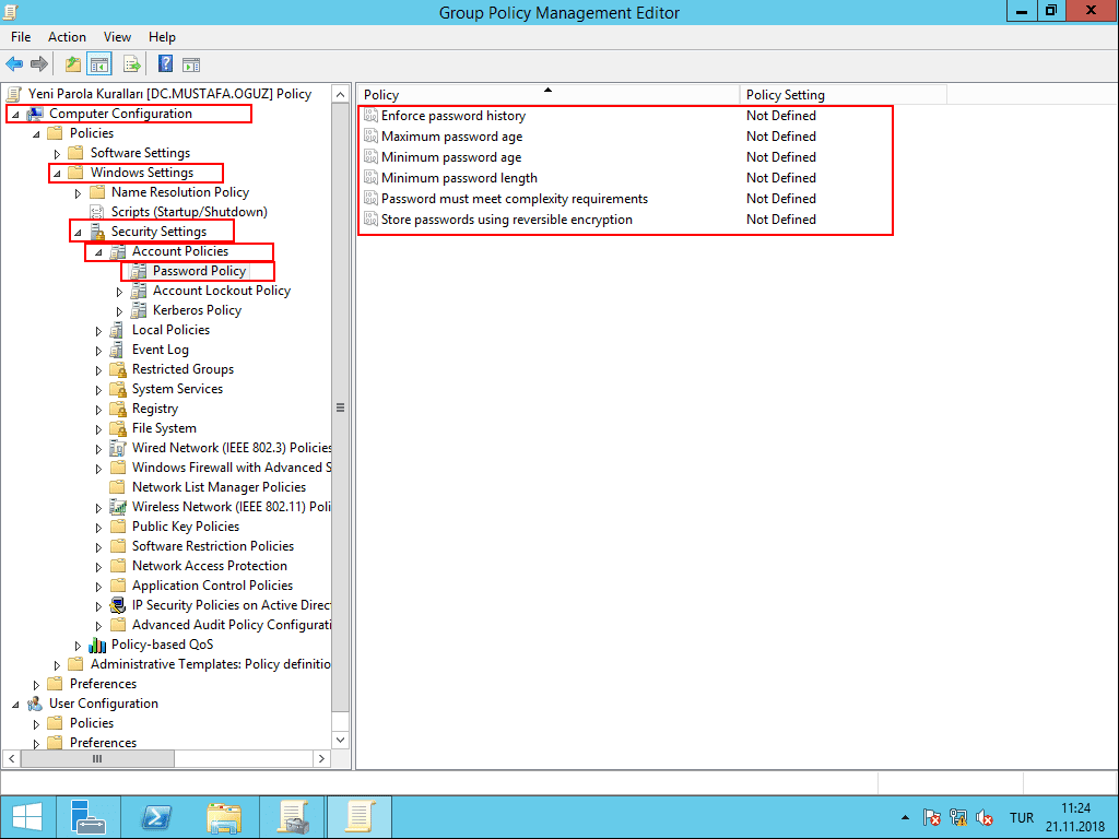 GPO ile Password Policy - Mustafa Sabri OĞUZ