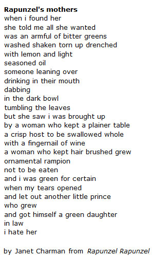 SurLaLune Fairy Tales Blog: Rapunzel, Rapunzel: Poems by Janet Charman