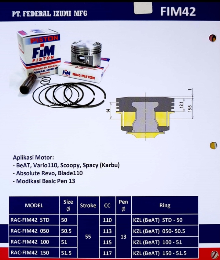 Seputar Sepeda Motor: Galeri Piston FIM Federal Izumi Manufacturing