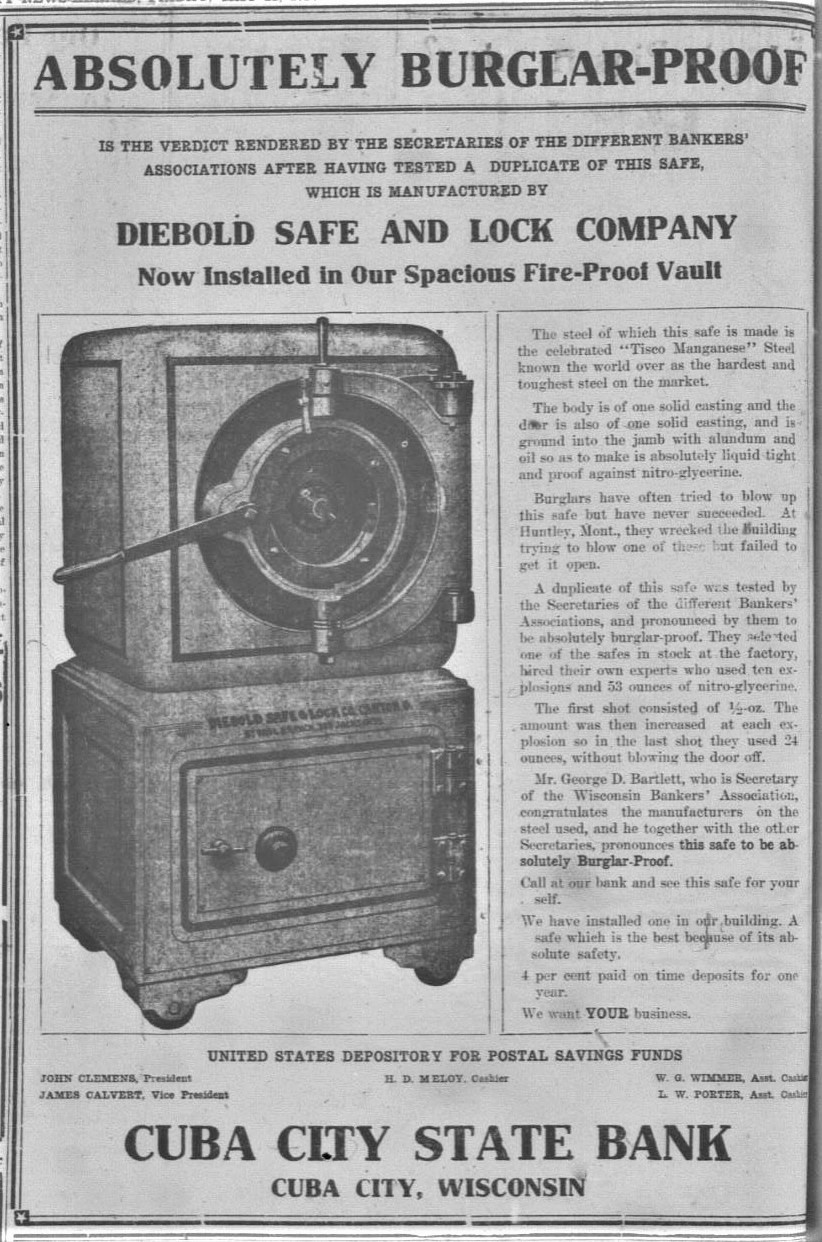 Cuba City State Bank a Little Safe-er