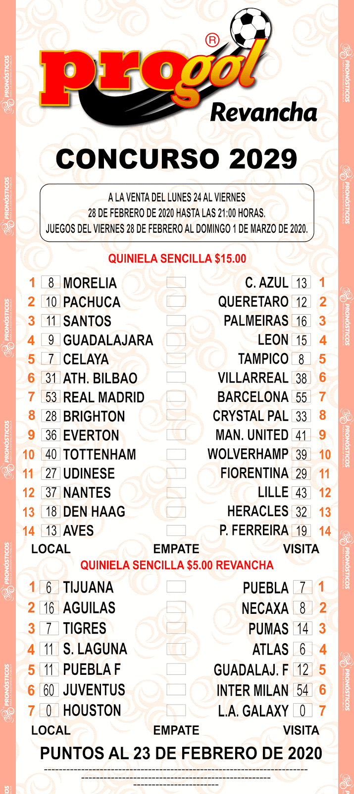 ProGol-Quinielas: Progol Revancha 2029