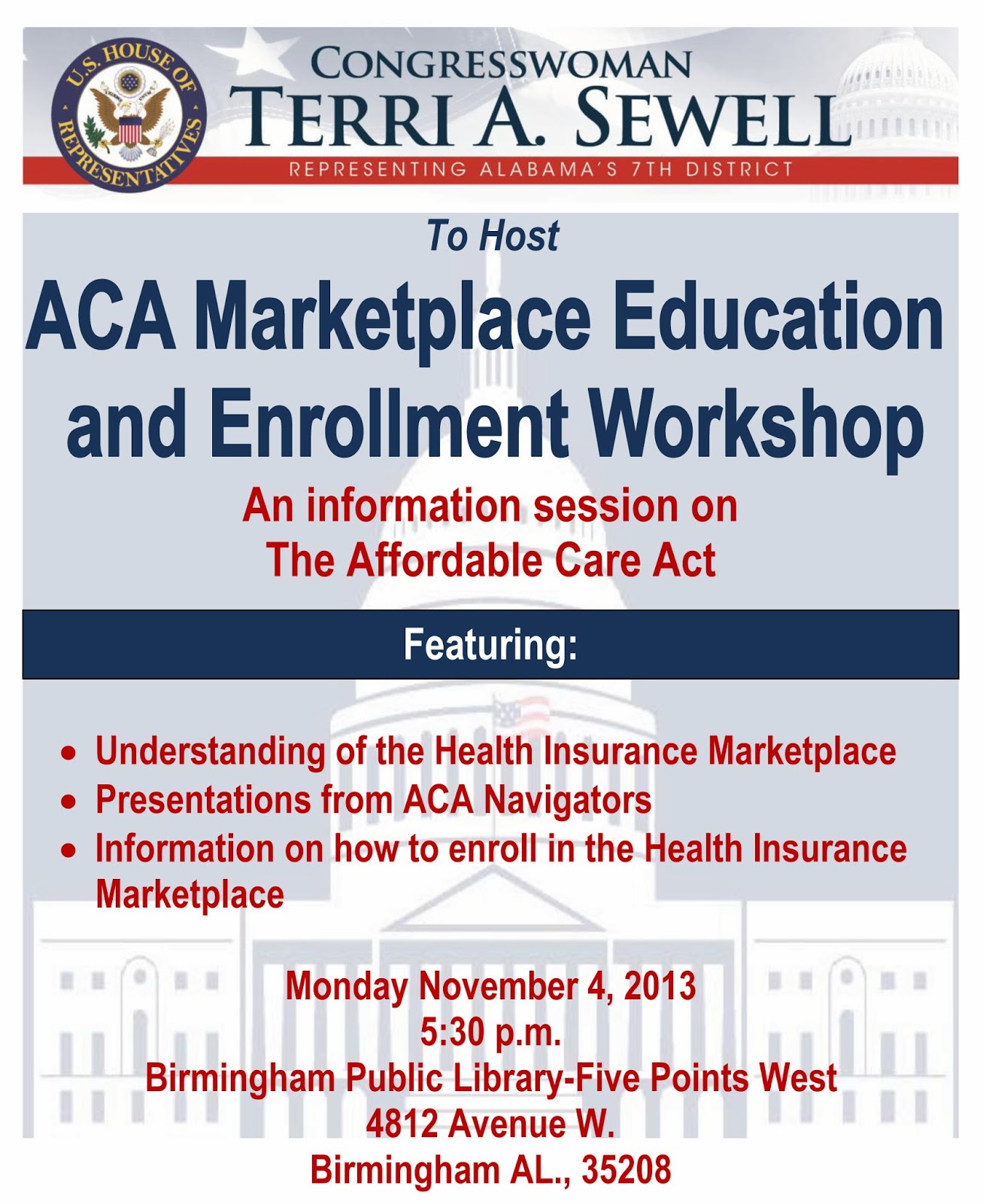Affordable Care Act Information Session with Congresswoman Sewell