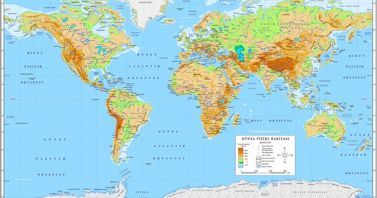 Physical map of the world | Old New Maps