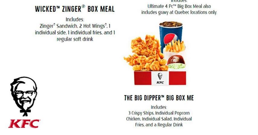 Catalogue KFC Menu Prices May 5 to Juni 30, 2017 | Weekly Flyers Canada