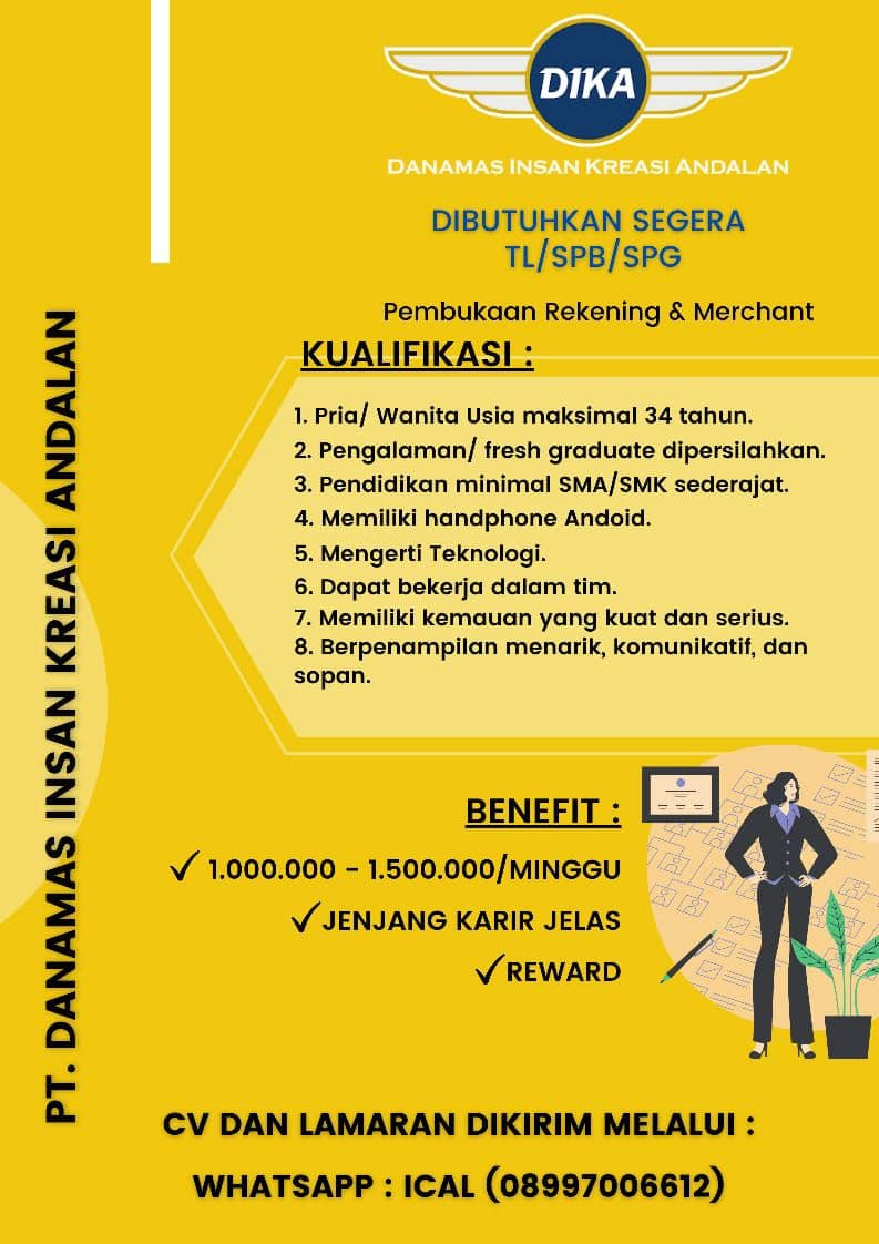 Lowongan Kerja PT. Danamas insan Kreasi Andalan Bandung Juli 2021 - Info Loker Bandung Terbaru 2023