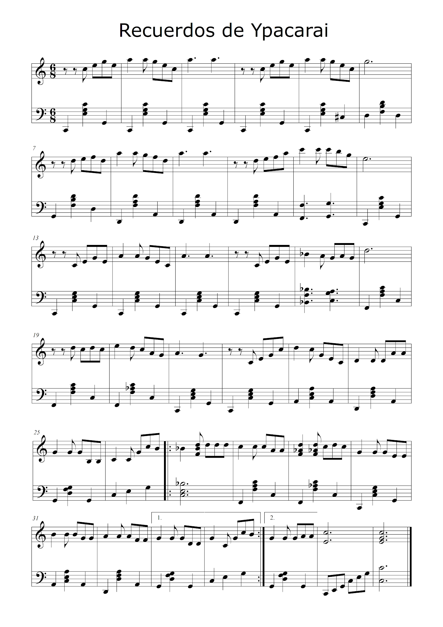 CEMCRUZ: RECUERDOS DE YPACARAI - PIANO TUTORIAL + PARTITURA