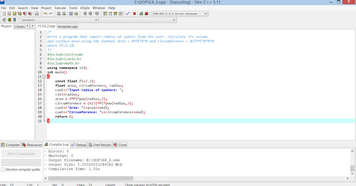 2 Program That Inputs Radius Of Sphere From The User And Calculate Its