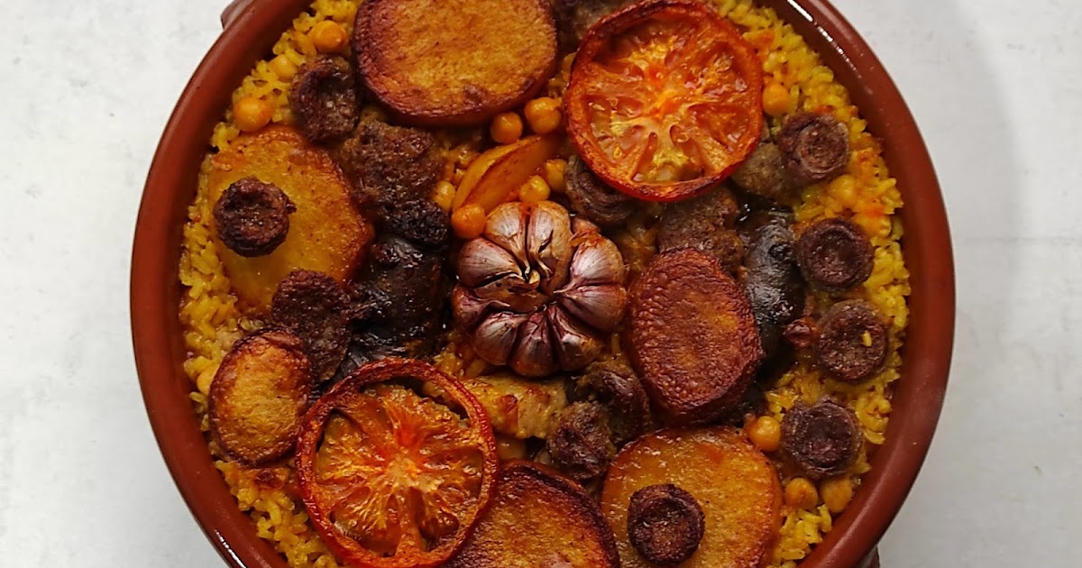 Traditional Spanish arroz al horno (oven cooked rice)