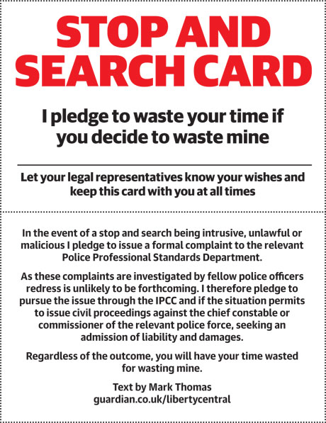 Dolenni Diddorol / Interesting Links: Stop and search? Carry the card