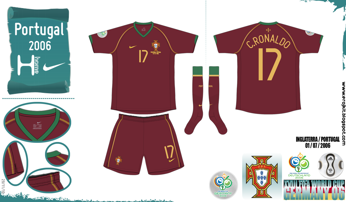 Kit Design, by eroj: 2006 Portugal (Home, Away e Third)