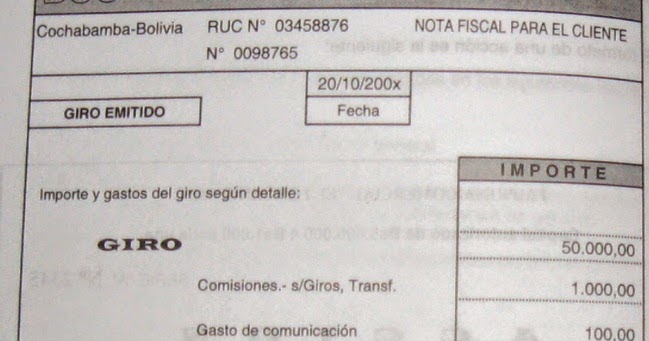 El formato del giro bancario es como sigue | FINANZAS y CONTABILIDAD