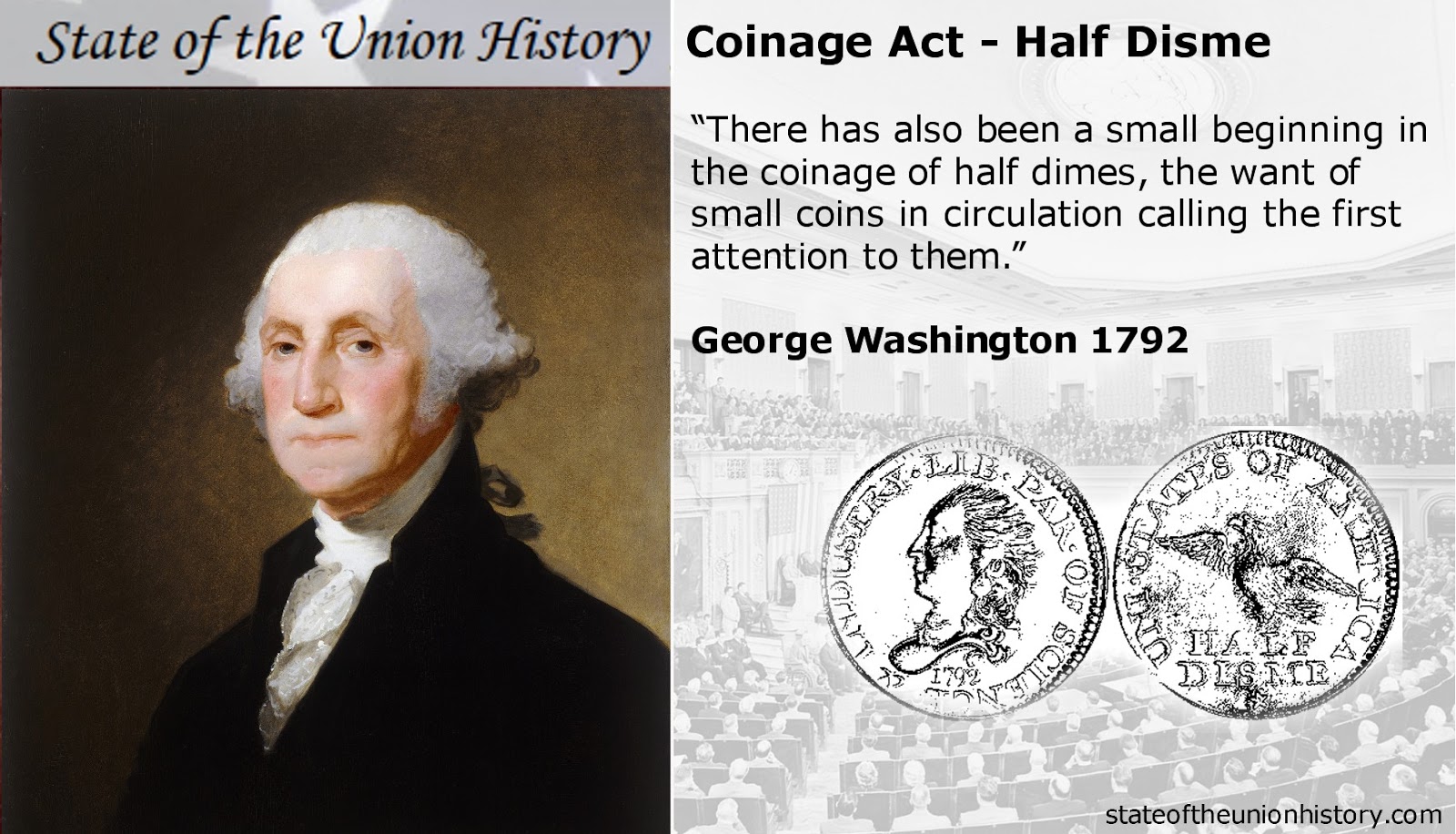 State of the Union History: 1792 George Washington - Half Disme