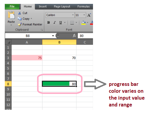 Create a progress bar in Excel