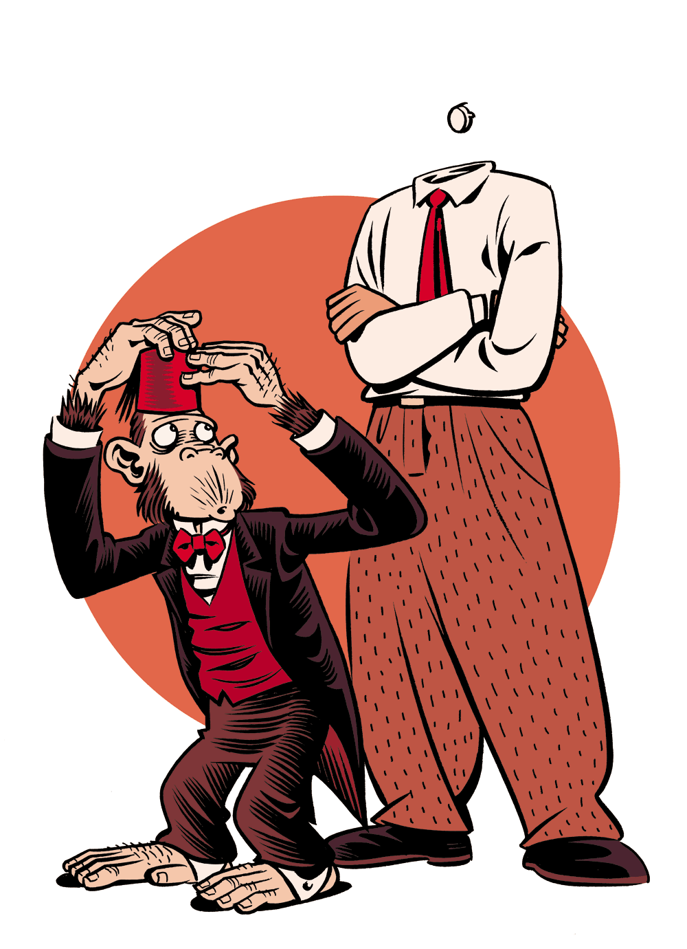 Red fez monkey as turkey national symbol in whole wold.