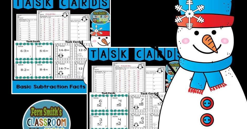 Winter Themed Addition and Subtraction Task Cards - Fern Smith's ...