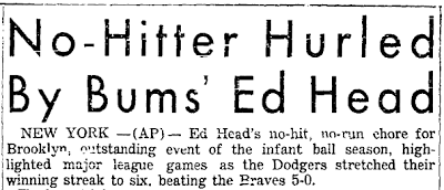 Ed Head, ambidextrous pitcher, Brooklyn Dodgers
