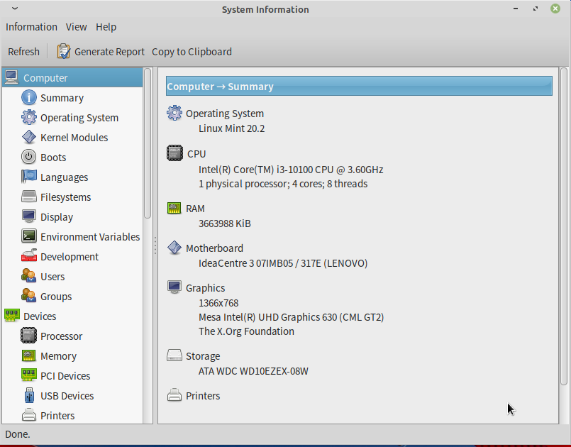 GUI to Check Hardware Information in Linux - HardInfo