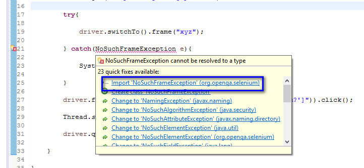 Selenium-By-Arun: NoSuchFrameException WebDriver Exception