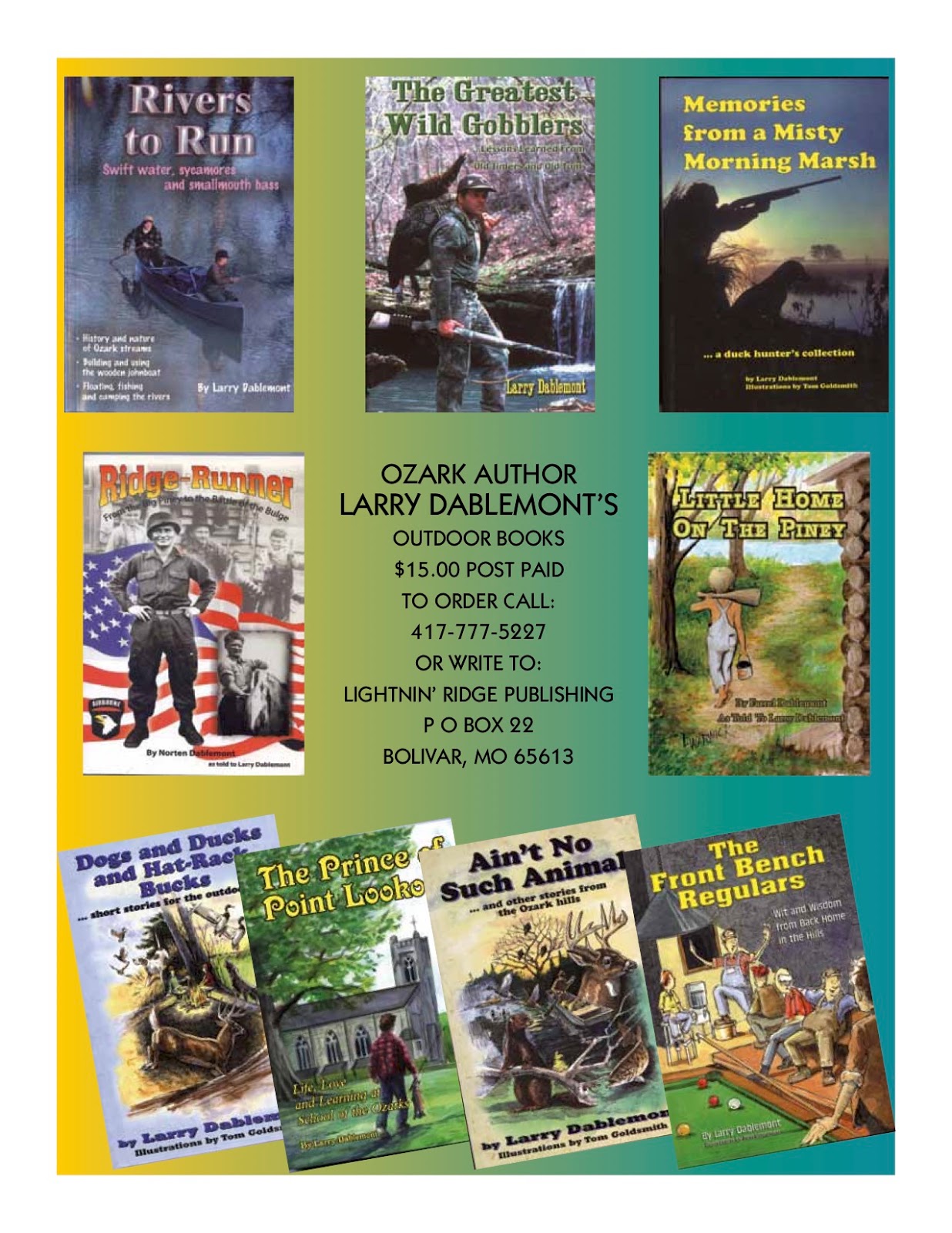 Larry Dablemont Outdoors: Books Larry has written