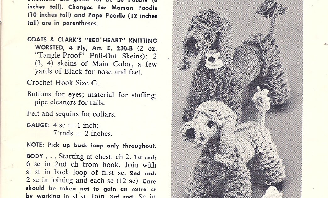 Vintage Knit Crochet Shop Talk: Crochet Poodle Stuffed Dog, Free Pattern
