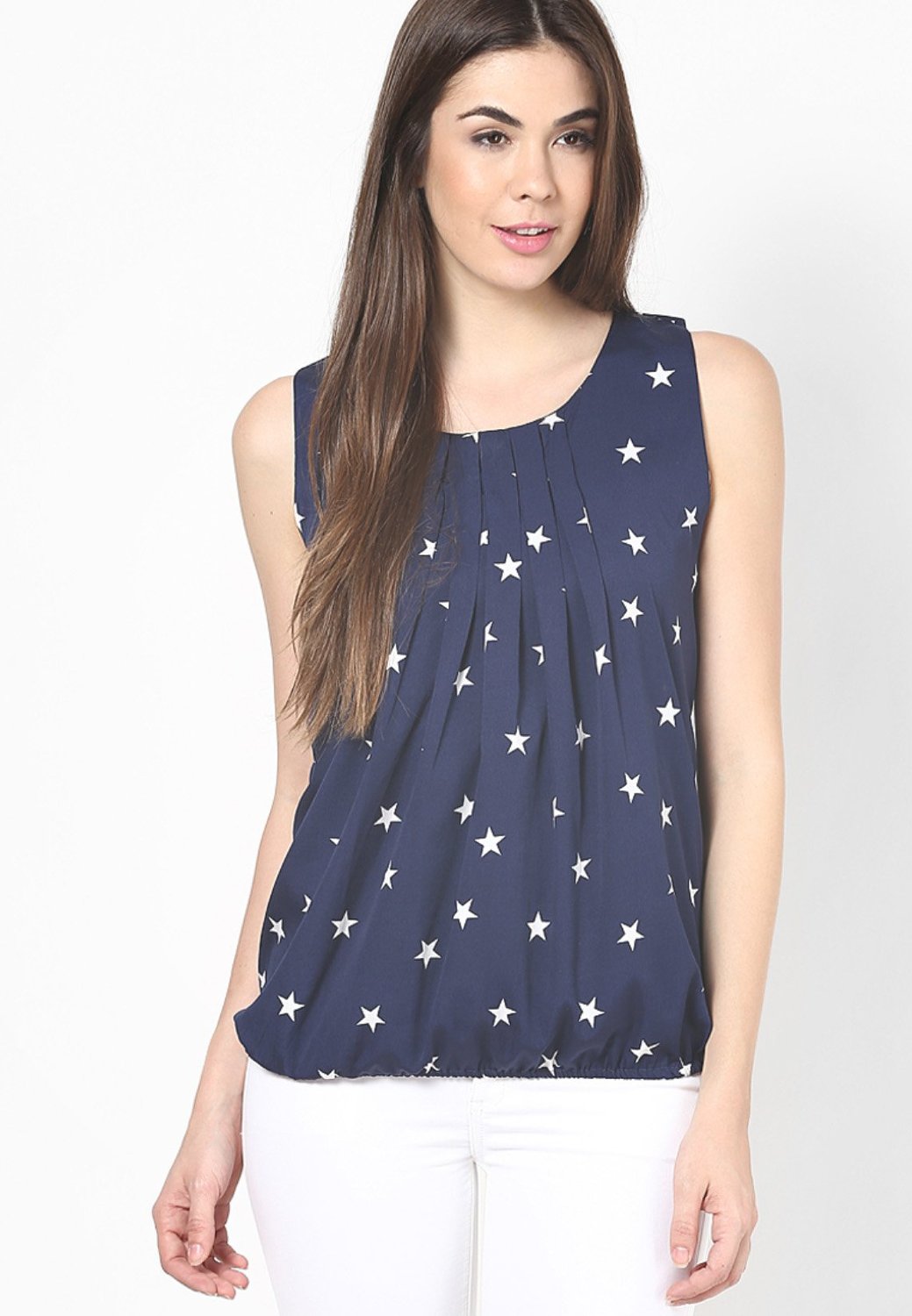 BLUE SLEEVELESS SHORT TOP FOR GIRLS