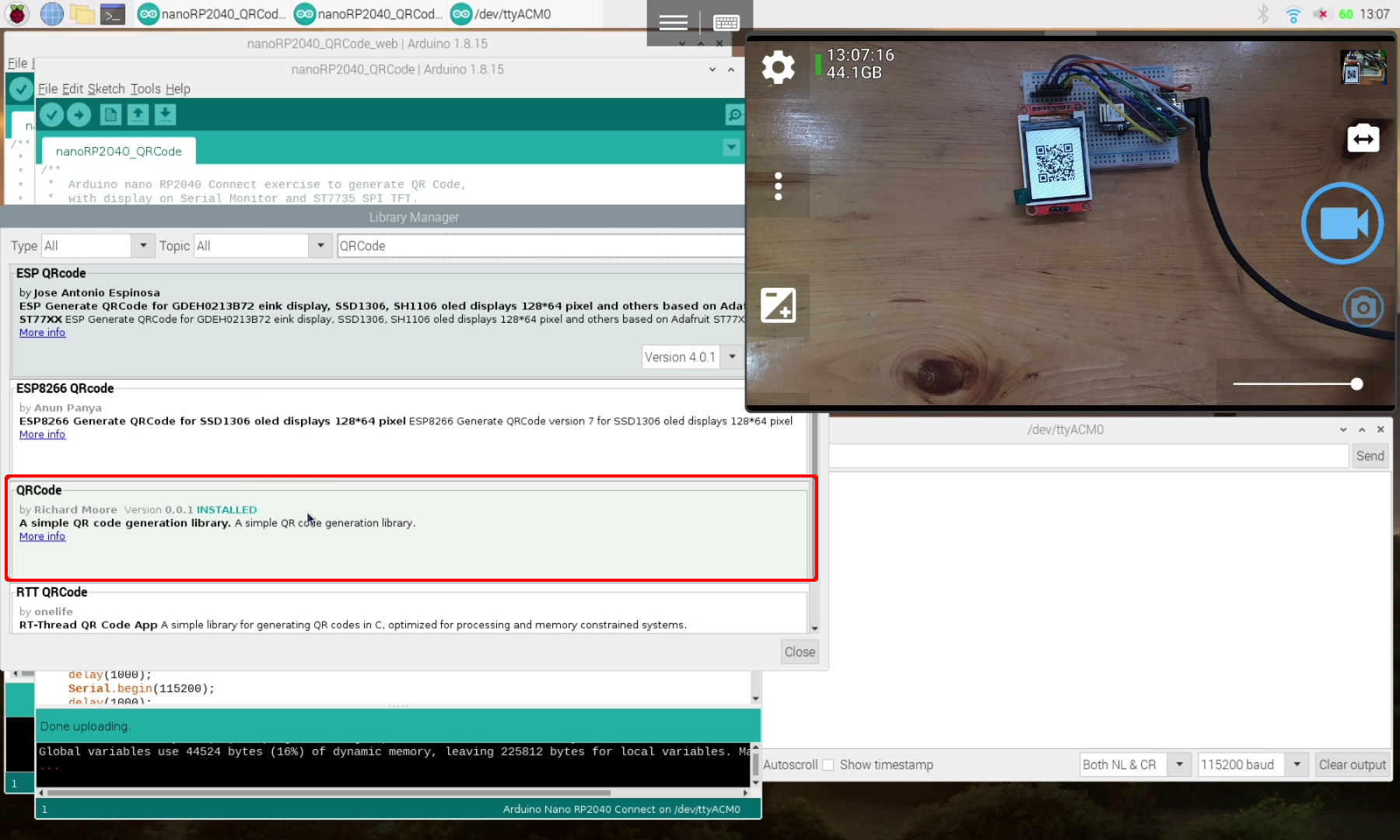 Arduino Er Arduino Nano Rp2040 Connect Generate Qr Code And Display On St7735 Tft Software Spi