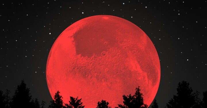 Red Moon Sky Art