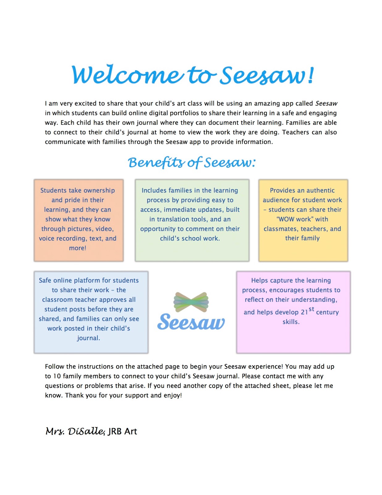 Lines from the Art Room: Welcome to Seesaw!