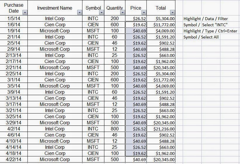 Snoopy: Filter in Excel