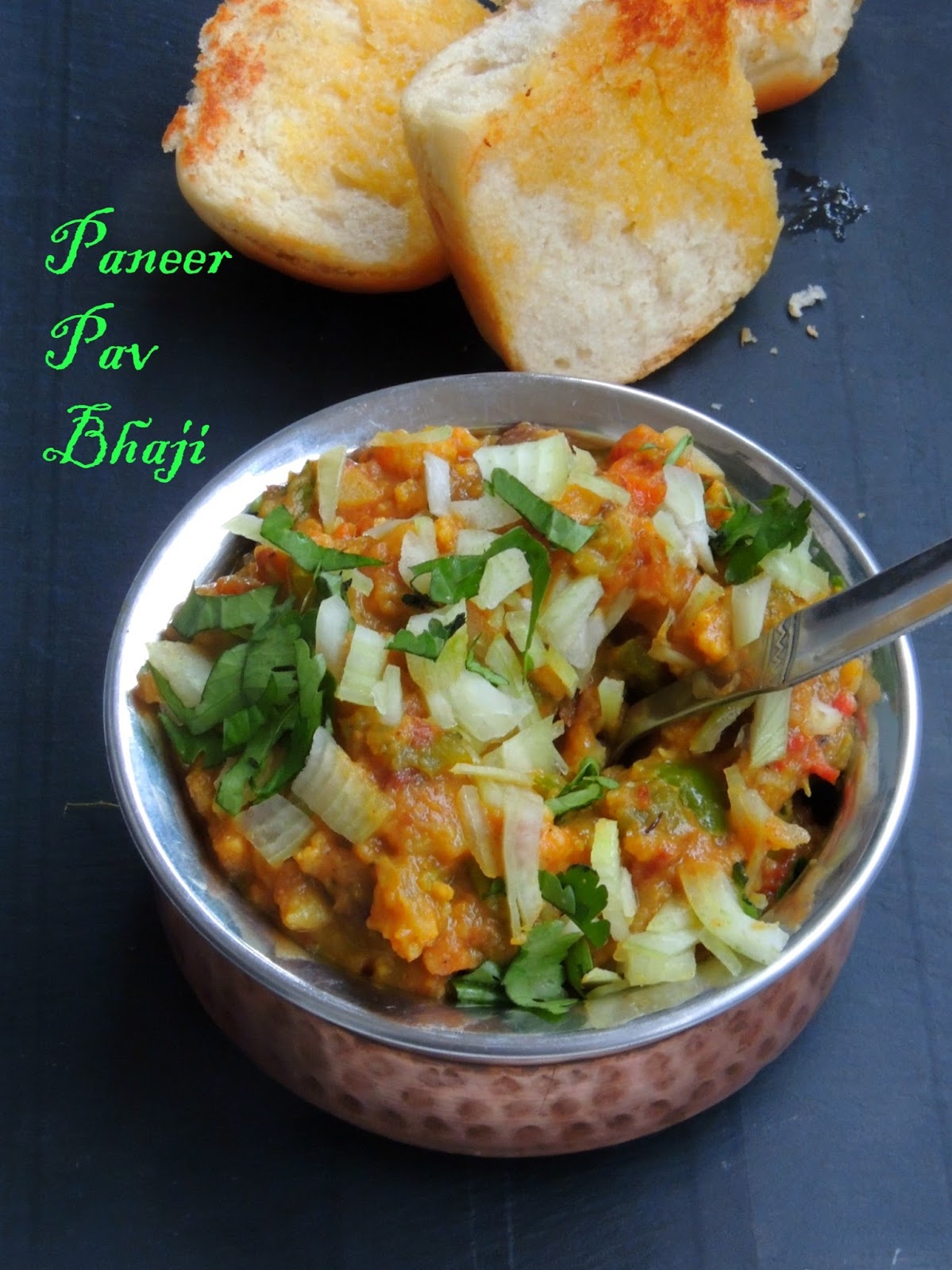 Priya's Versatile Recipes: Paneer Pav Bhaji/Pav Bhaji with Crumbled Paneer