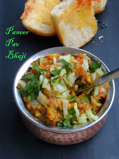 Priya's Versatile Recipes: Paneer Pav Bhaji/Pav Bhaji with Crumbled Paneer