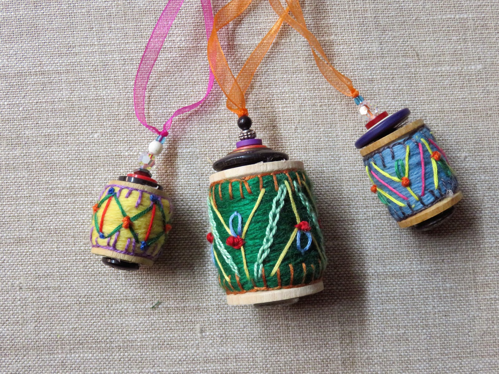 Art In Stitches: Wooden Thread Spool Ornaments