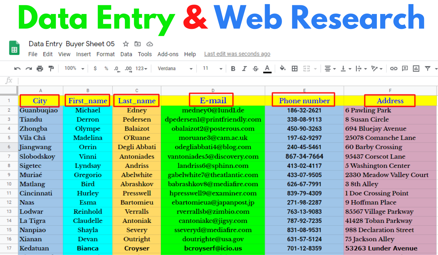 Data Entry & Web Research