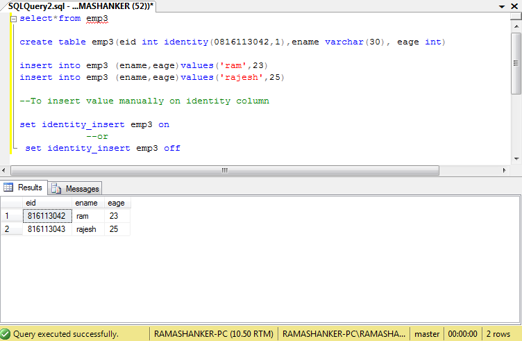 How to Add an Identity on Column in SQL SERVER 2008 | MY.NET Tutorials How to Add an Identity on Column in SQL SERVER 2008 | MY.NET Tutorials