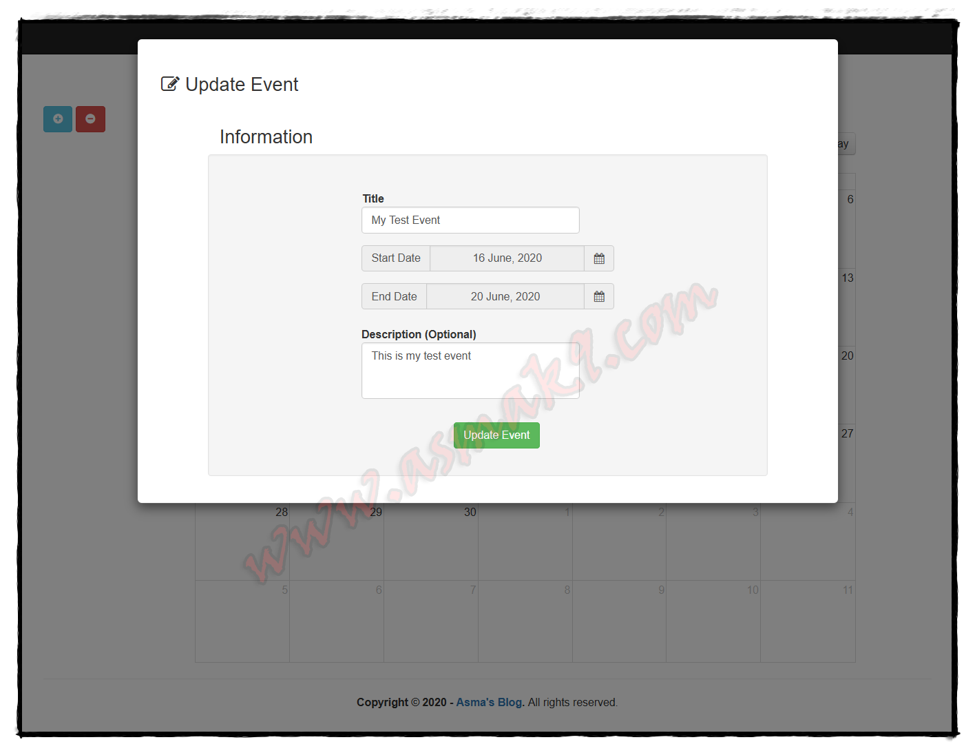 Event Manager Using Aspnet Mvc And Jquery Full Calendar Plugin Asma