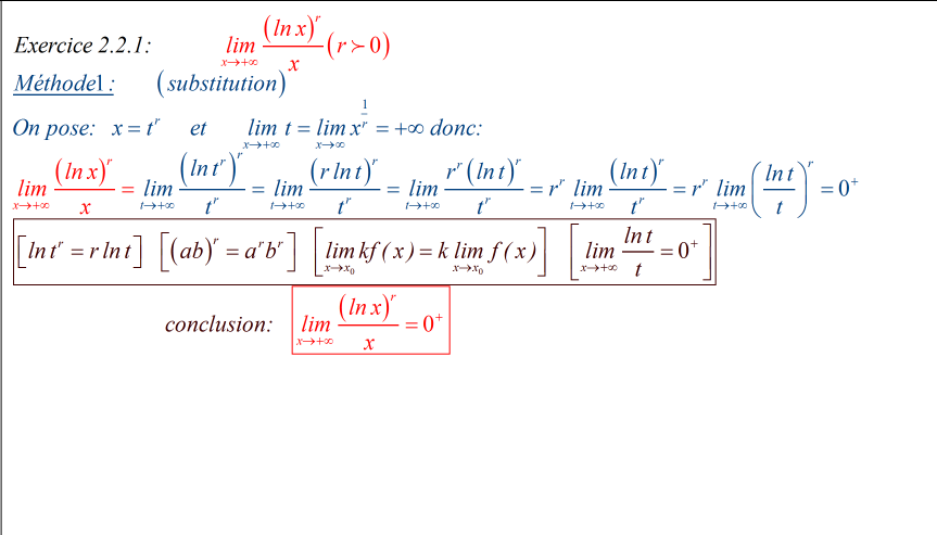 (lim(ln(x)^3/x, infinity) & le cas général (lim(ln(x)^r/x, infinity) r > 0