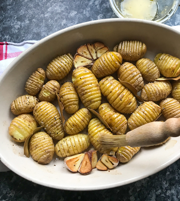 Food Lust People Love: Hasselback Fondue Potato Bake #BakingBloggers