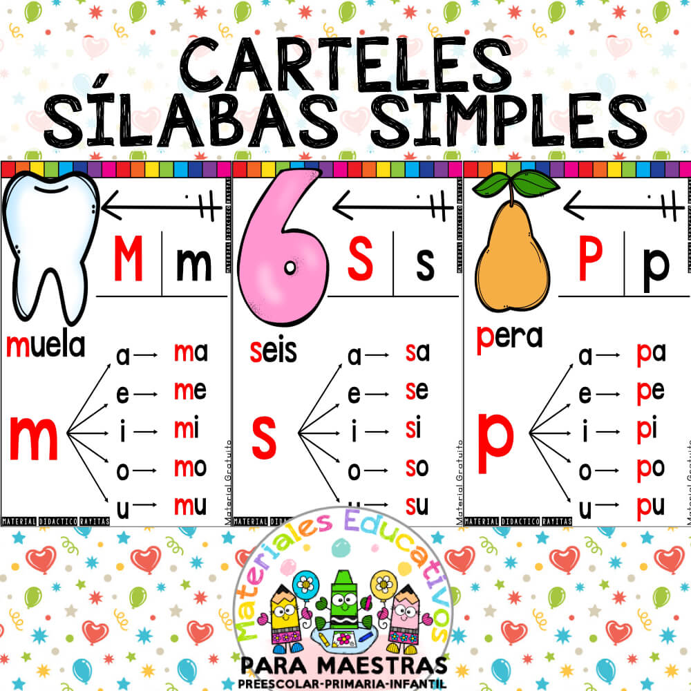 Carteles de Sílabas Simples | Materiales Educativos para Maestras