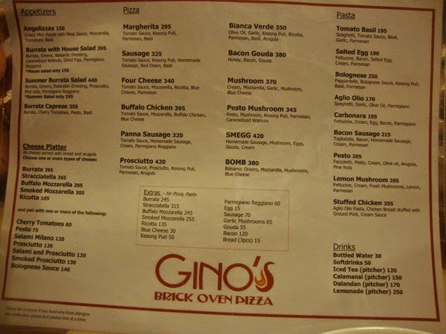 ERICJAZ FOODIES: GINO'S BRICK OVEN PIZZA